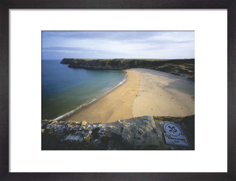 A view of Barafundle Bay, part of the Stackpole Estate, seen from the ...