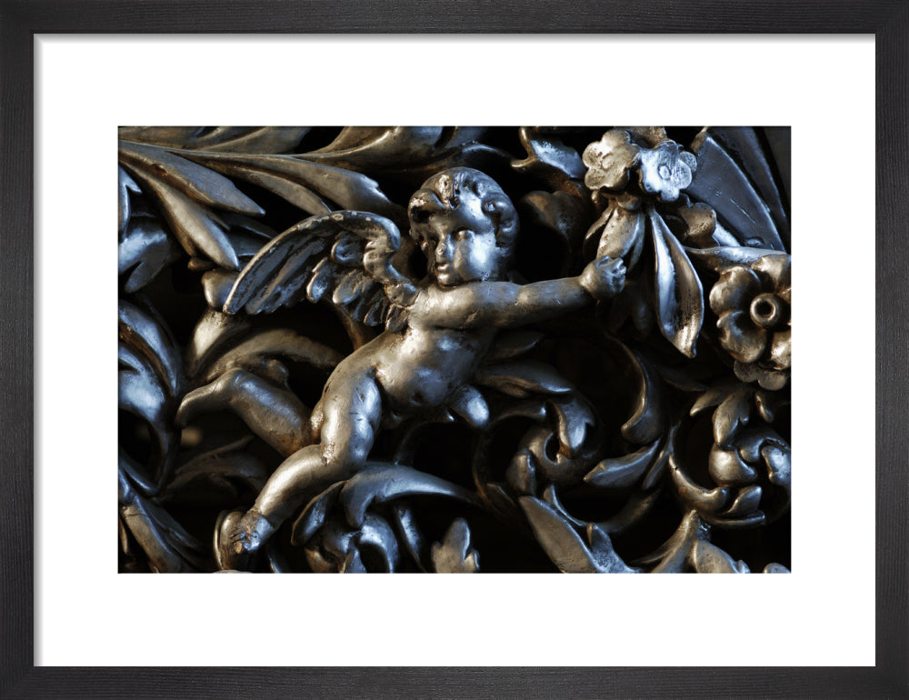 Carving of a cherub, part of the Charles Wade collection at Snowshill ...