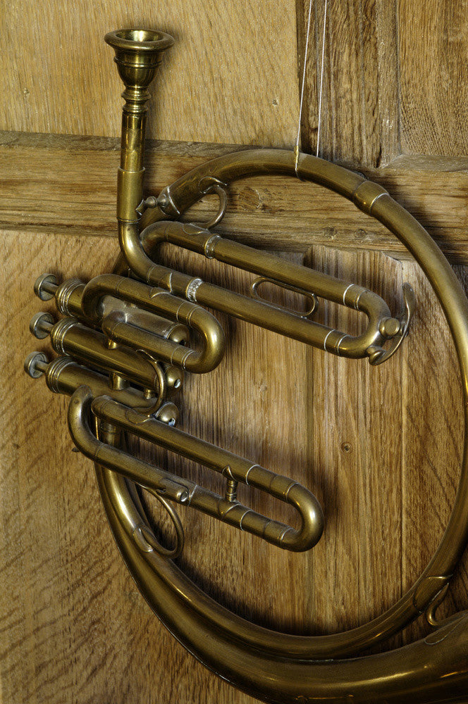 Close view of part of a tenor cor, part of the musical instrument coll ...