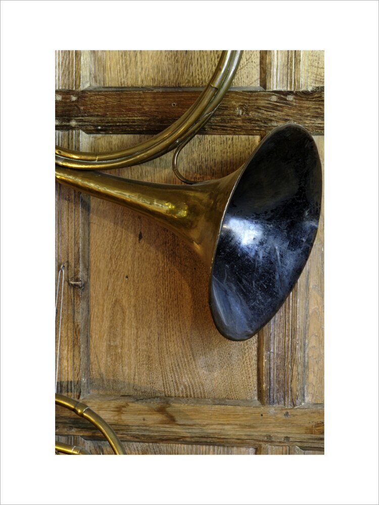 Close view of part of a tenor cor, part of the musical instrument coll ...