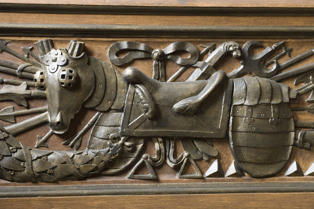 The Great Staircase at Ham House, Surrey with the balustrade carved wi ...