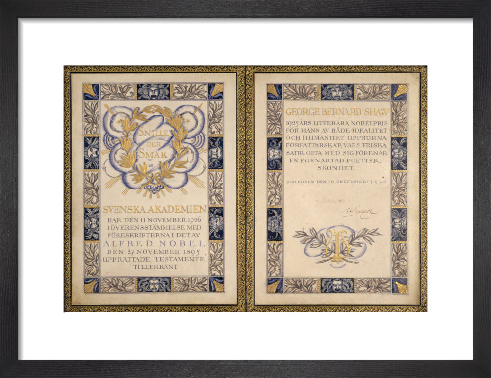 The Nobel Prize Book awarded to George Bernard Shaw in 1926 in the Mus ...