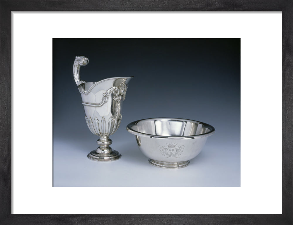A large George II ewer by Samuel Courtauld and a basin by Edward Felin ...