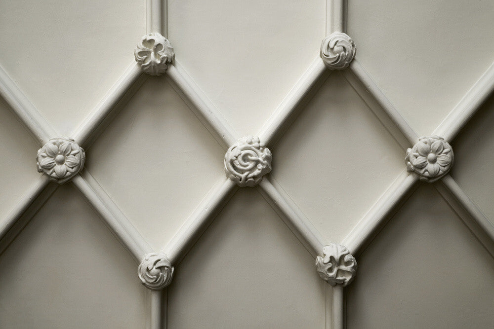 The vaulted plaster ceiling in the Garden Hall at Hughenden Manor, Hig ...