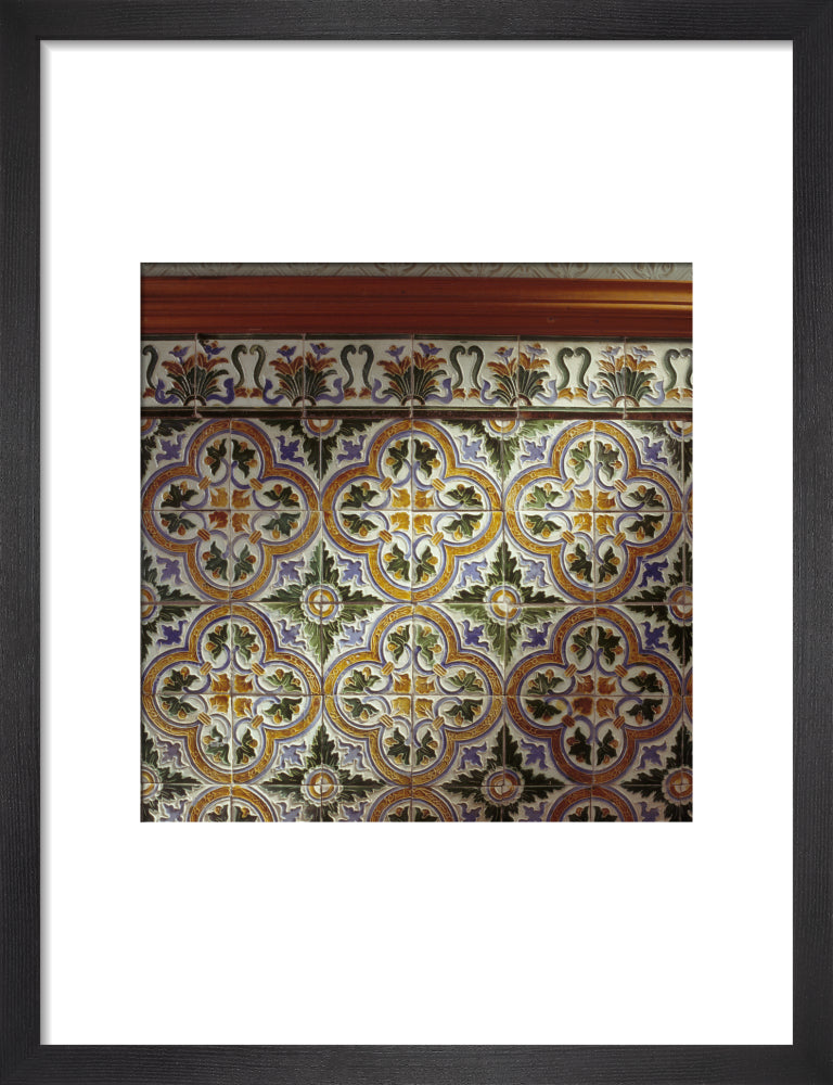 Polychrome tiles in high relief from the first floor corridor ...