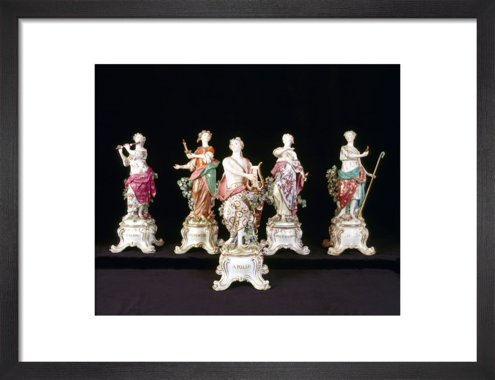 Close view of four Muses & Apollo figures from a larger group ...