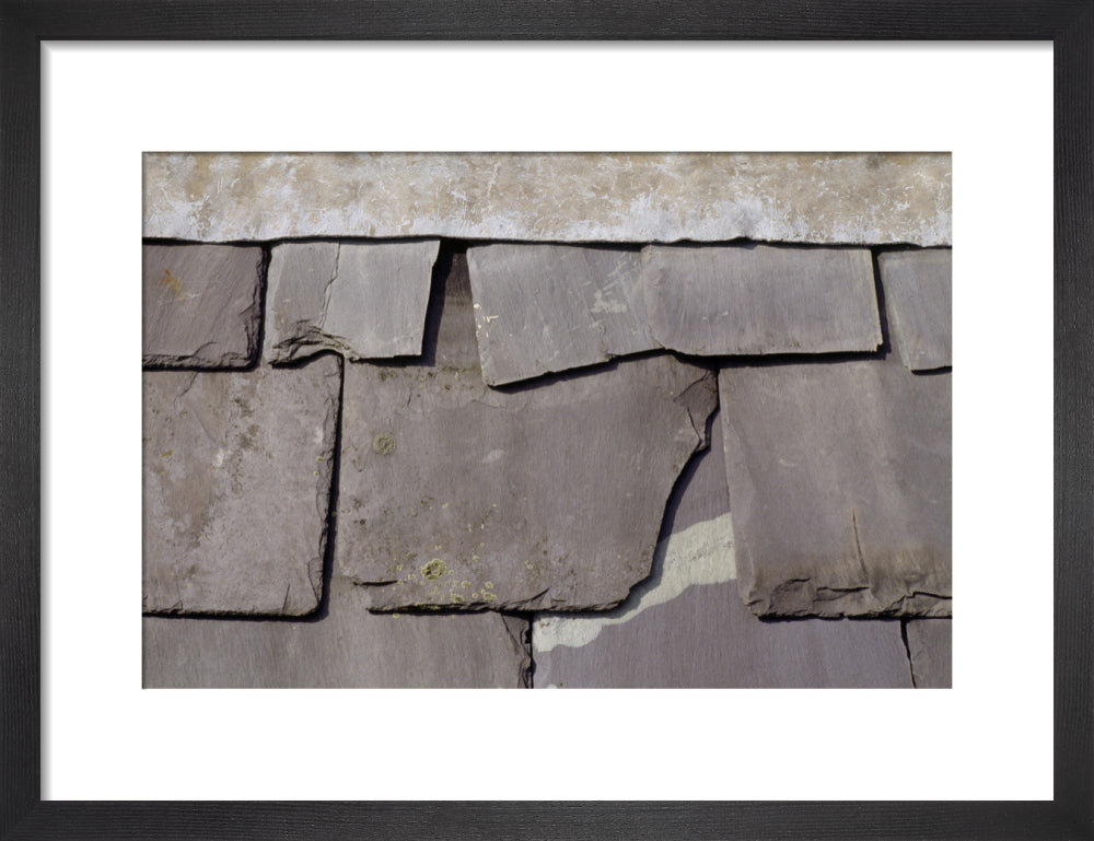 A close up of old and broken slates in need of repair at Dudmaston Hal ...