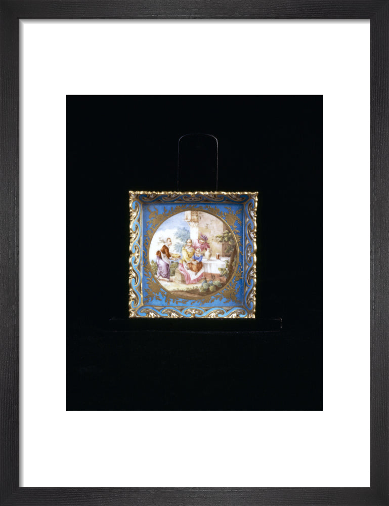 Close view of Sevres Bleu Celeste Square Plateau with perforated sides ...