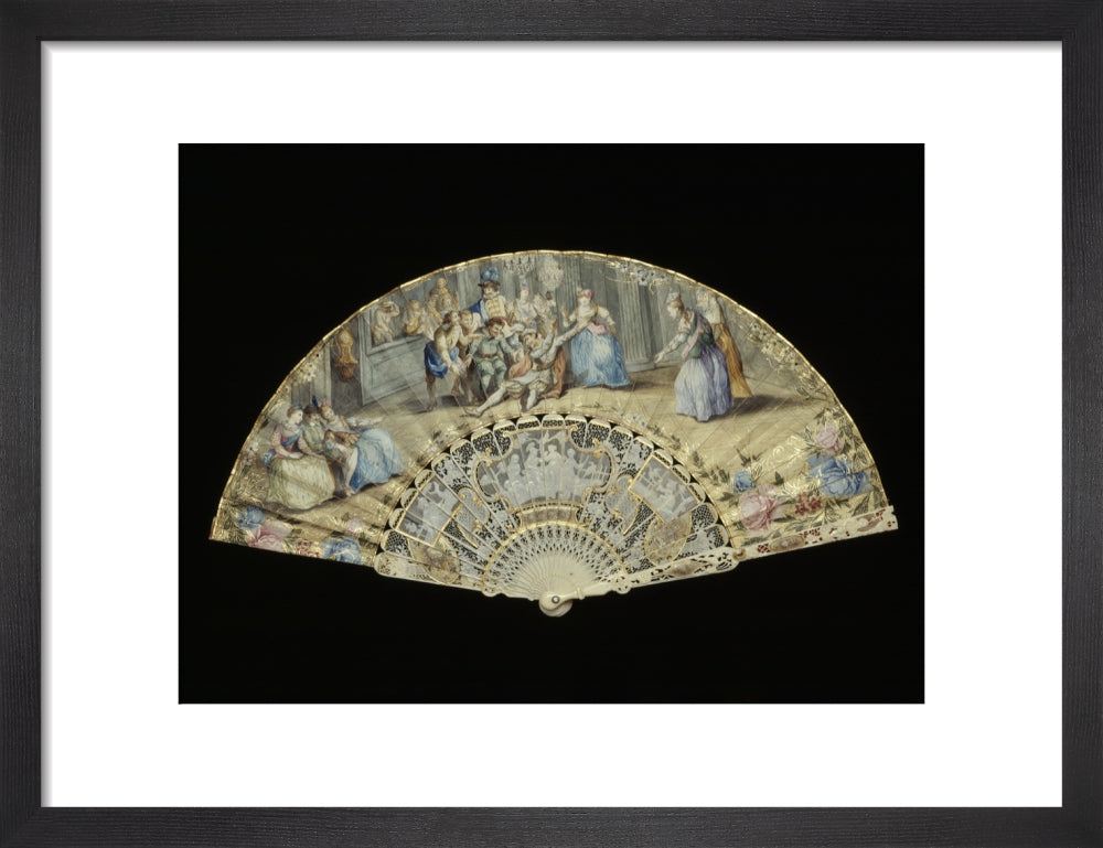 Late C18th paper fan painted with scene from Commedia del Arte ...