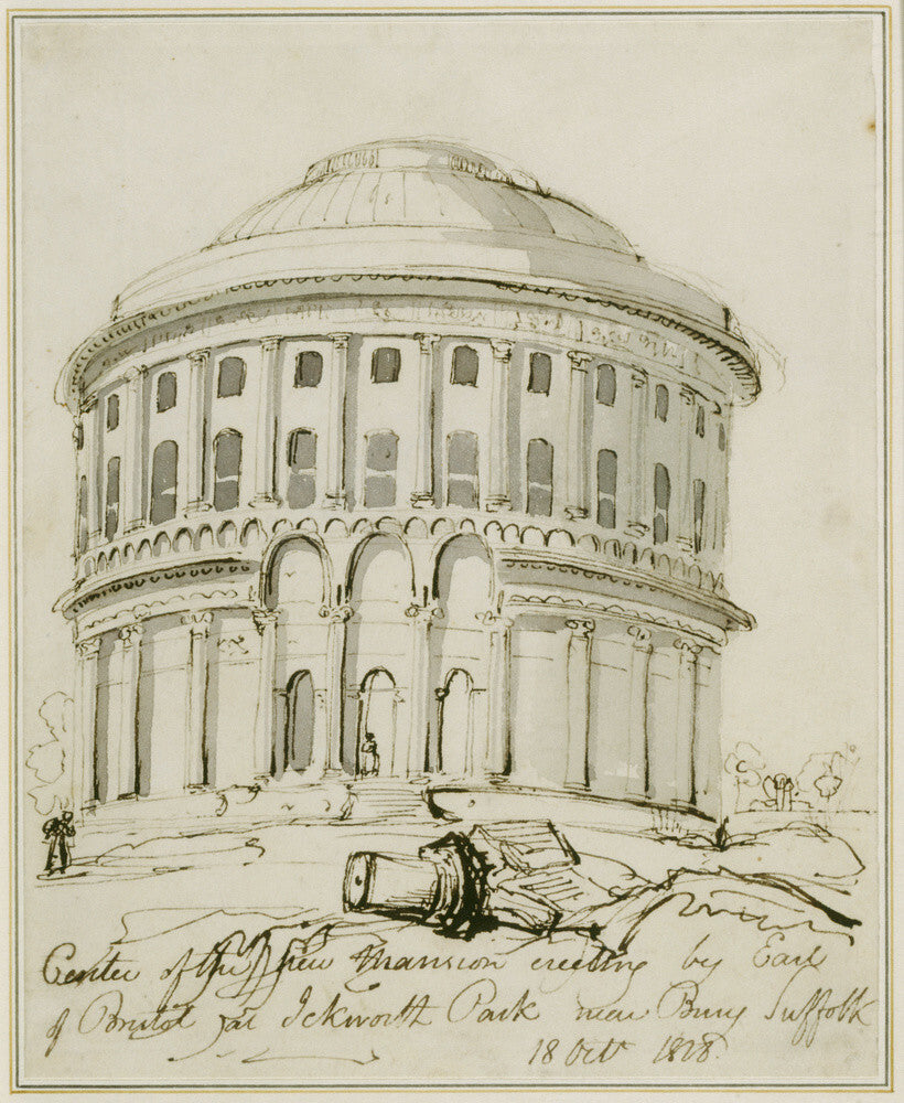 Pen and ink drawing of the Rotunda at Ickworth – National Trust Prints