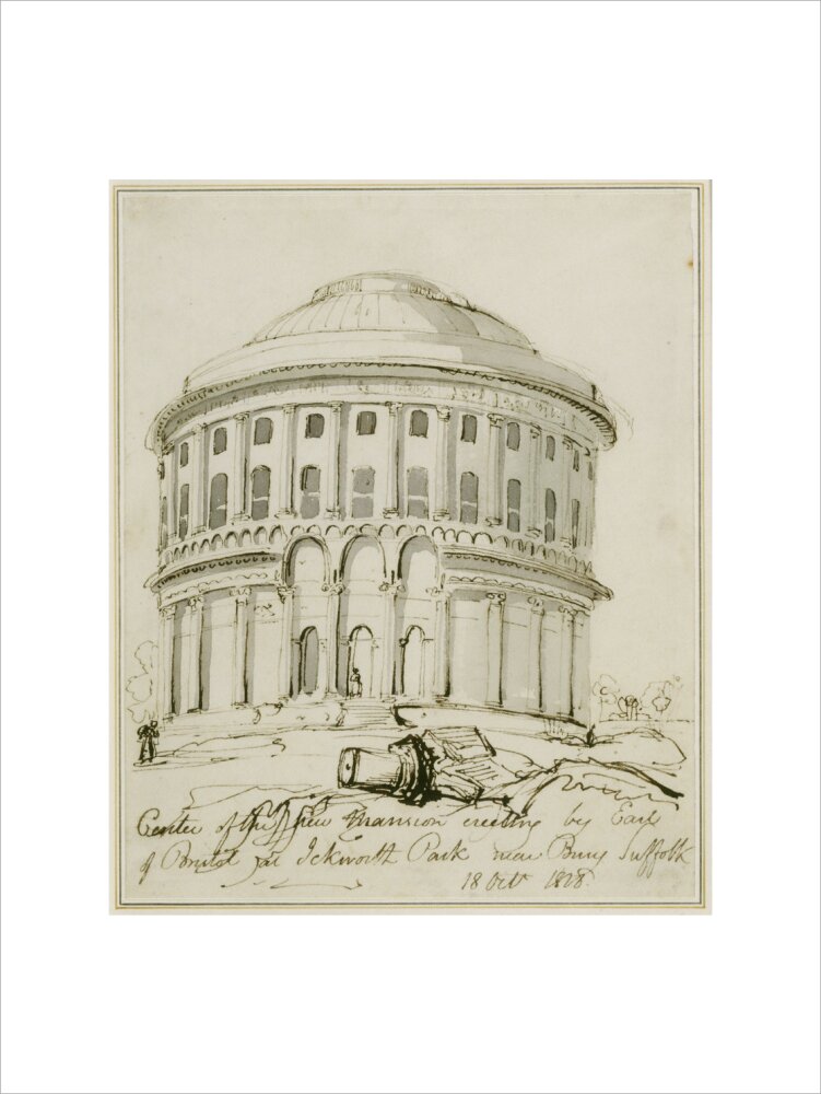 Pen and ink drawing of the Rotunda at Ickworth – National Trust Prints