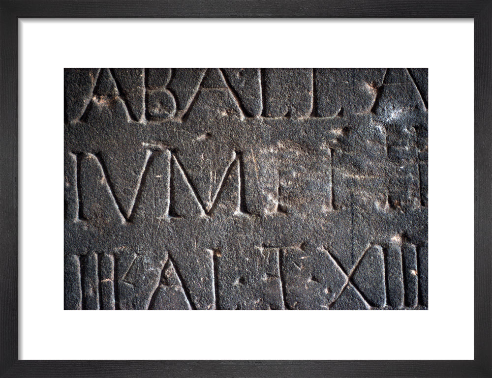 Close detail of an inscribed Roman slab at Petworth House – National ...