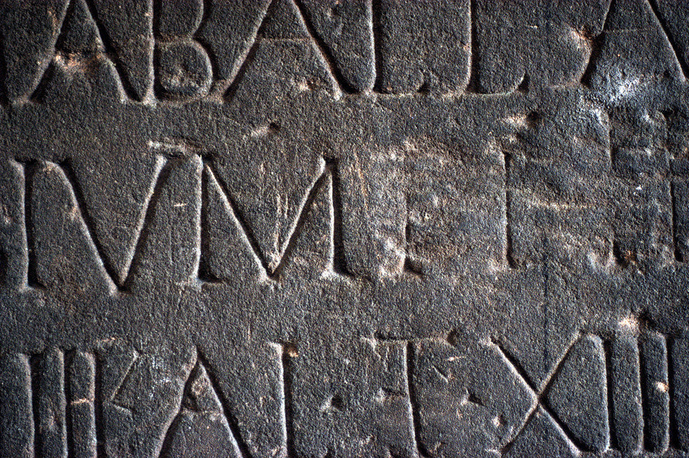 Close detail of an inscribed Roman slab at Petworth House – National ...