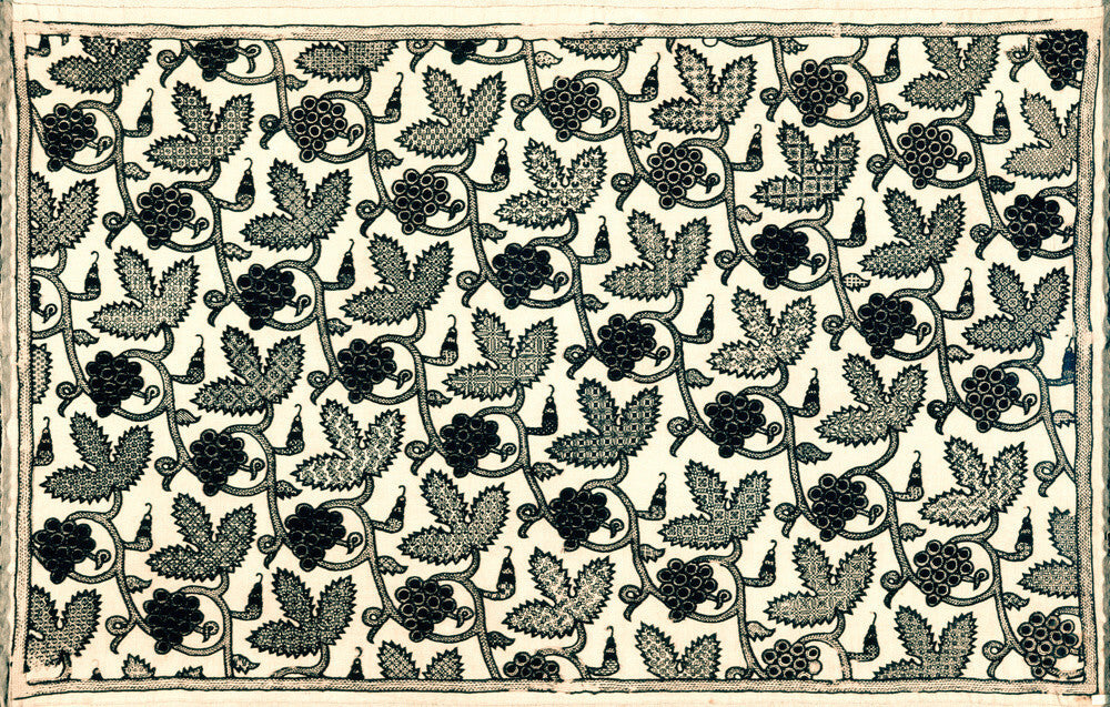 A rare example of Elizabethan 'black work', a linen pillowcase embroid ...