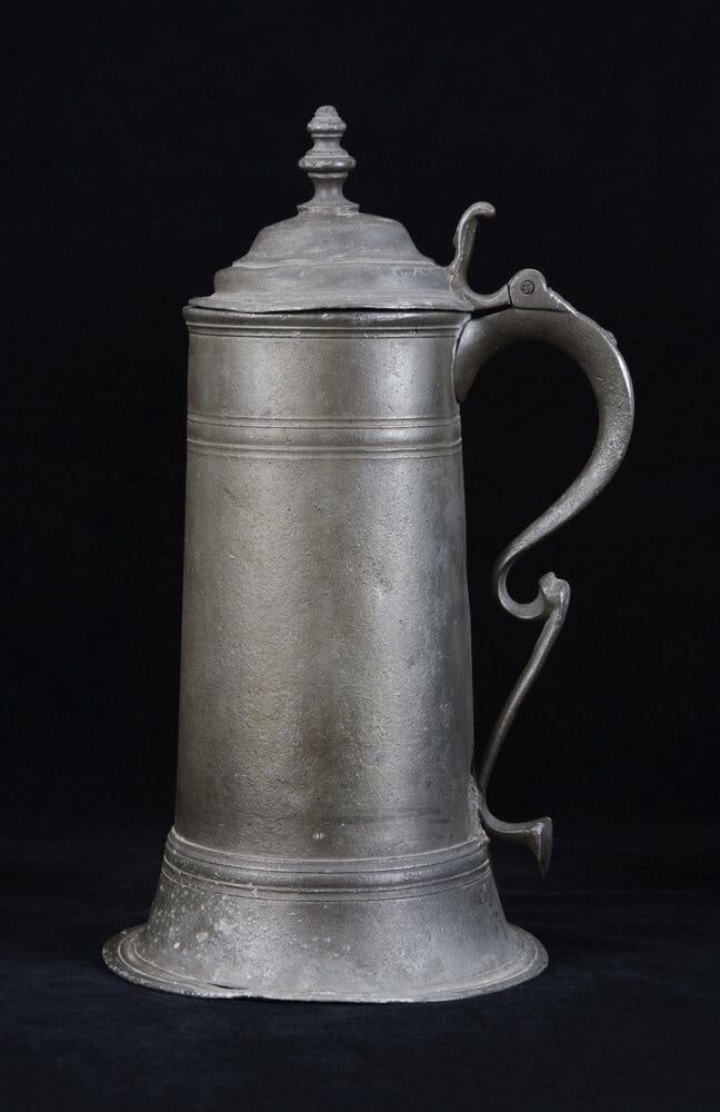 English pewterware flagon, part of the collection of flagons acquired ...