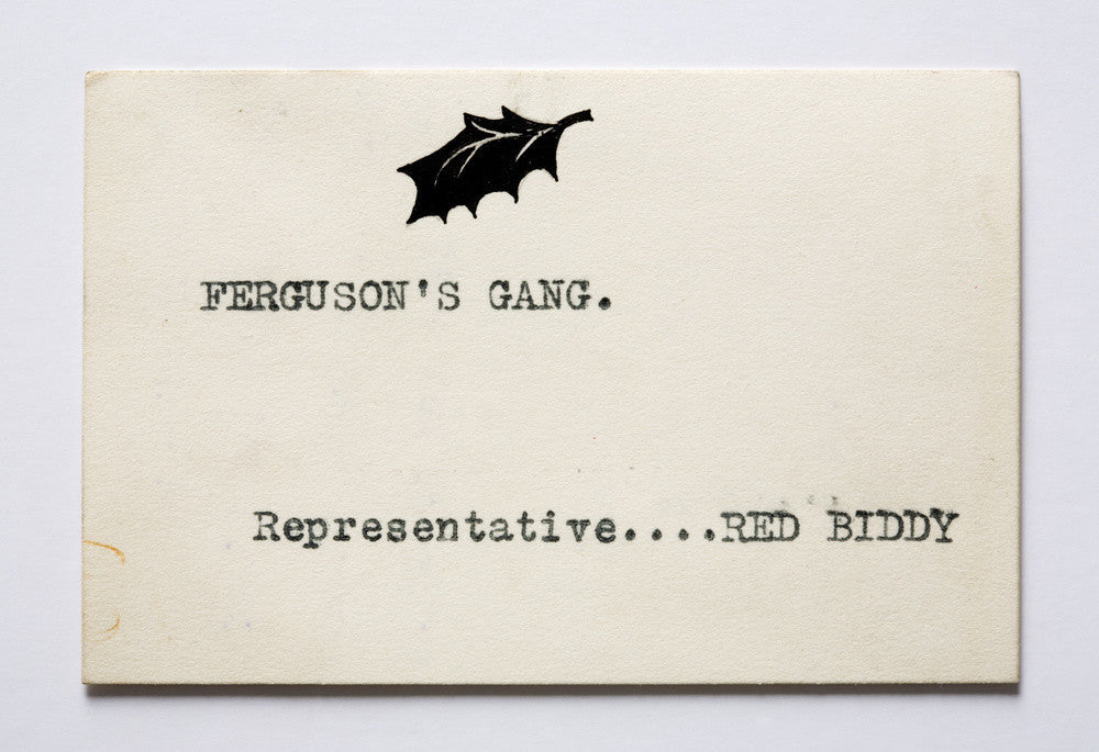 Notecard of "Red Biddy" as representative of the Ferguson Gang who wer ...