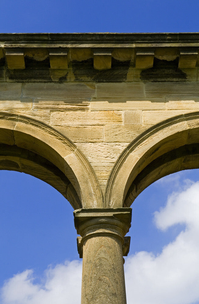 Detail of the Tuscan columns and arched arcade of the Orangery, which ...