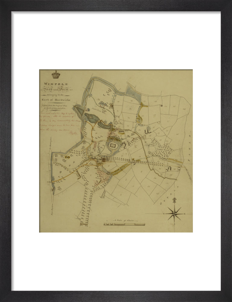 Survey map of the park at Wimpole showing proposed alterations to plan ...