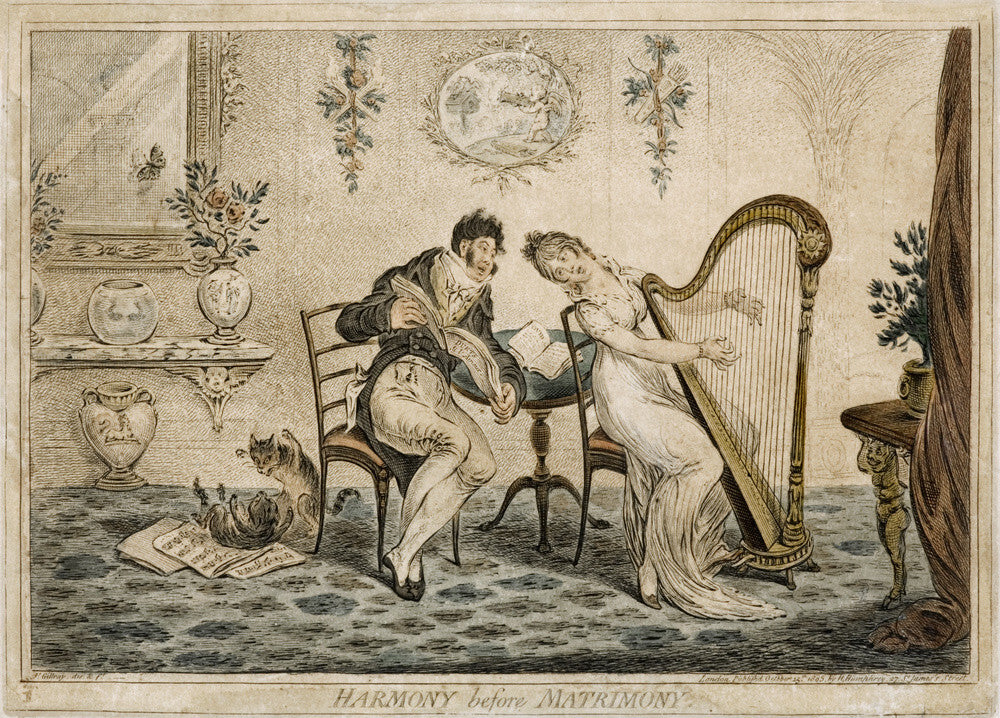HARMONY BEFORE MATRIMONY a cartoon engraving from the new house at Sco ...