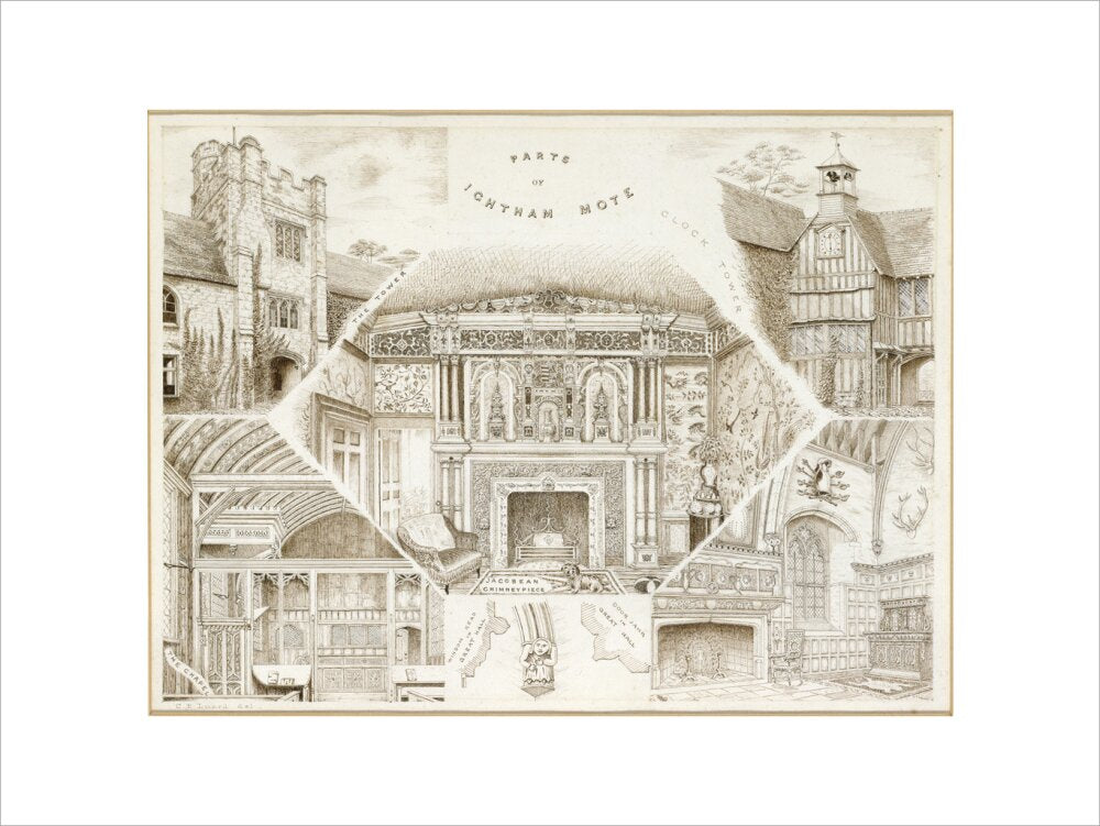 An engraving entitled 'PARTS OF IGHTHAM MOTE' – National Trust Prints