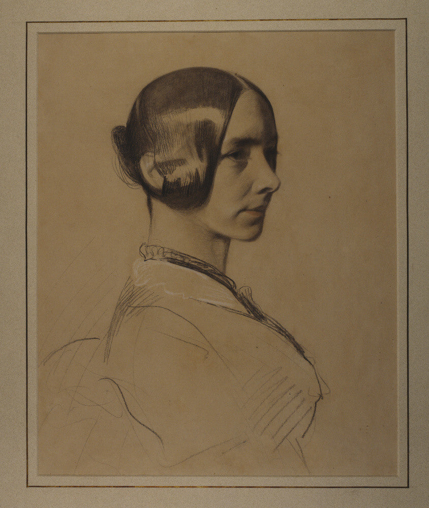 PORTRAIT OF MRS JANE CARLYLE by Samuel Laurence c1838 in black and whi ...
