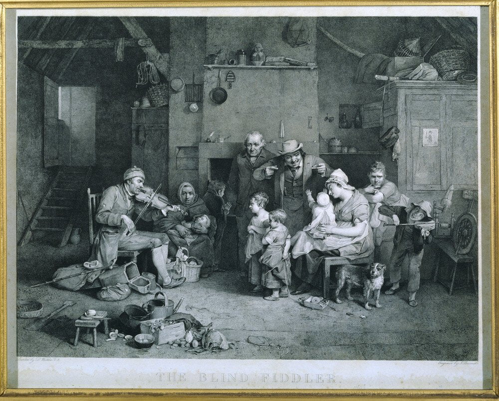 THE BLIND FIDDLER, after David Wilkie, 1806, (Tate Gallery) engraved b ...