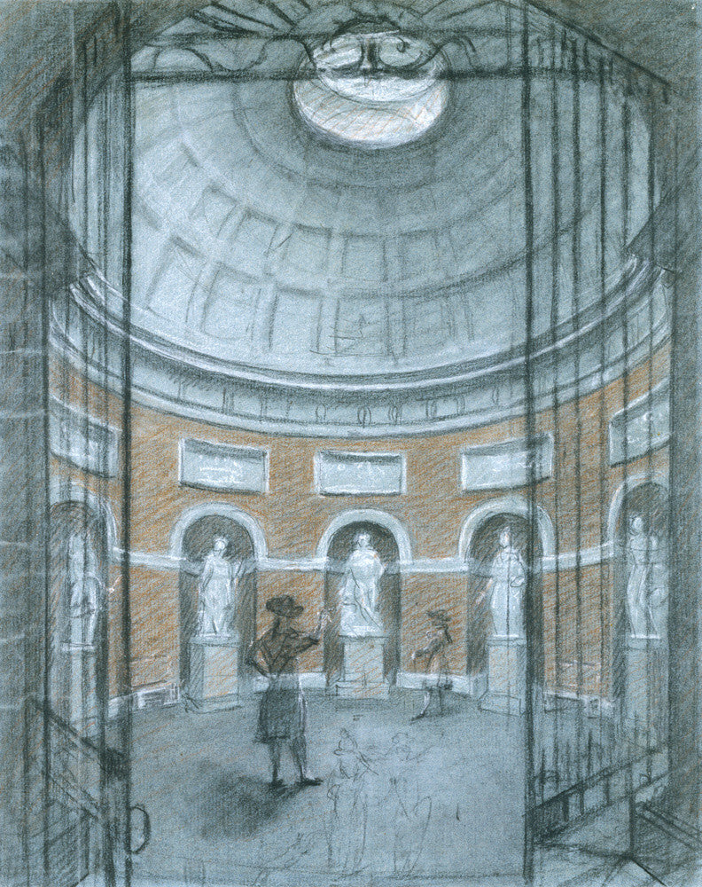 Drawing of THE INTERIOR OF THE PANTHEON AT STOURHEAD by C.W. Bampflyde ...