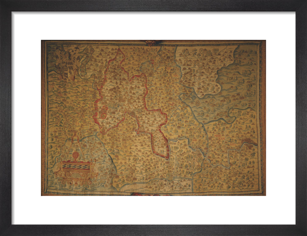 Oxburgh Hall, The Queens Room, The Sheldon Tapestry Map of 1647 showin ...