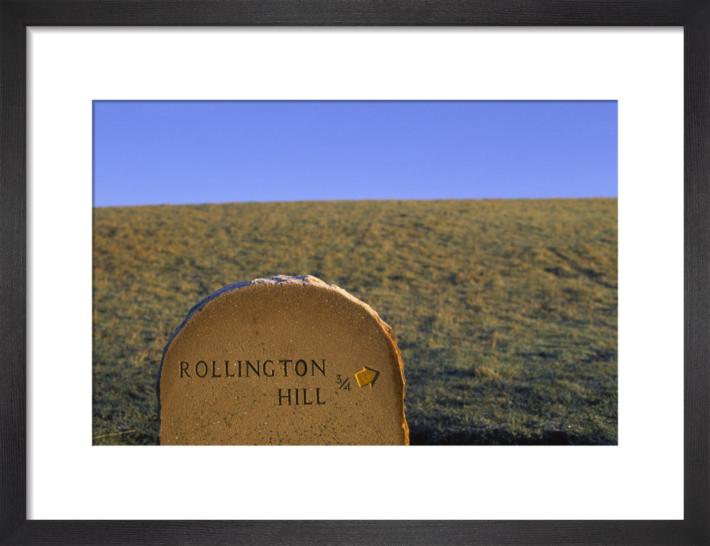 A footpath direction sign, pointing to Rollington Hill (Not NT propert ...