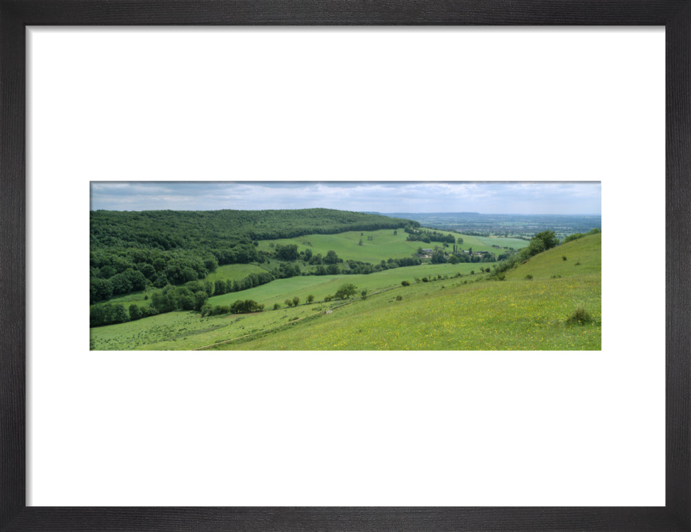 A panoramic view of Haresfield Beacon (NT), near Stroud, looking south ...