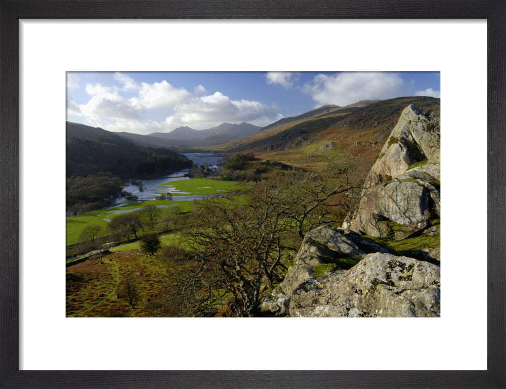 View of Snowdon from Capel Curig with Dyffryn Mymbyr (NT) to the right ...