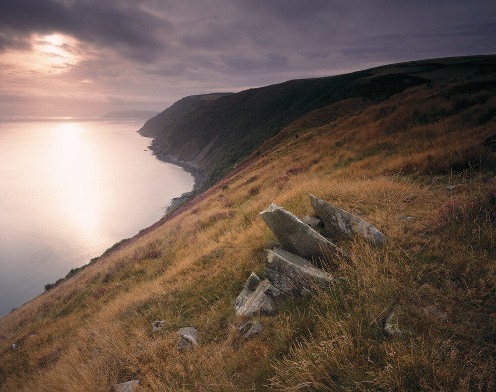 Glenthorne Cliffs east of Foreland Point, with Porlock Bay and North H ...