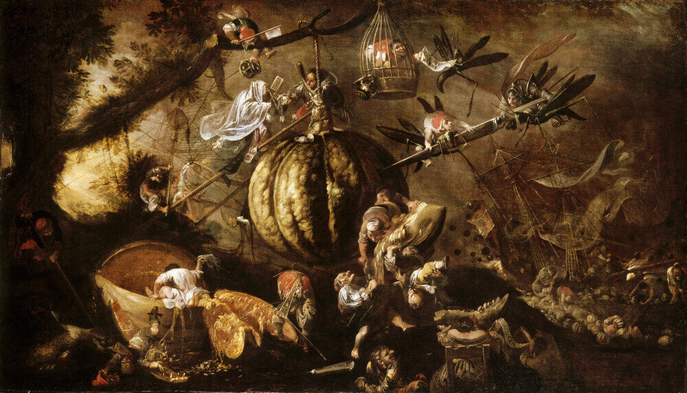 A BIZARRE LANDSCAPE WITH GROTESQUE DWARFS AND MELONS by Faustino Bocch ...