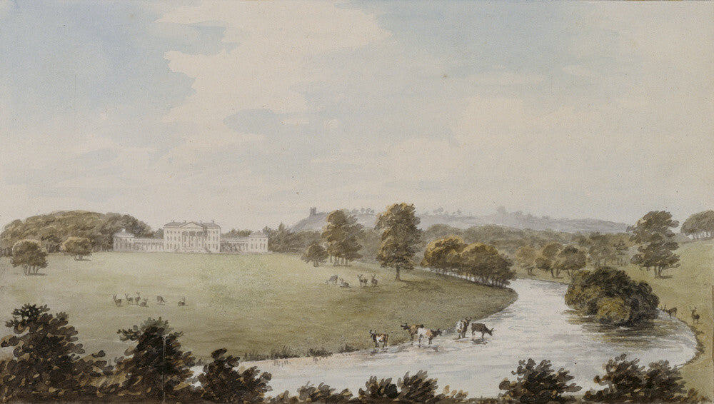 VIEW FROM TERN BRIDGE, plate V, from Repton's Red Book at Attingham ...