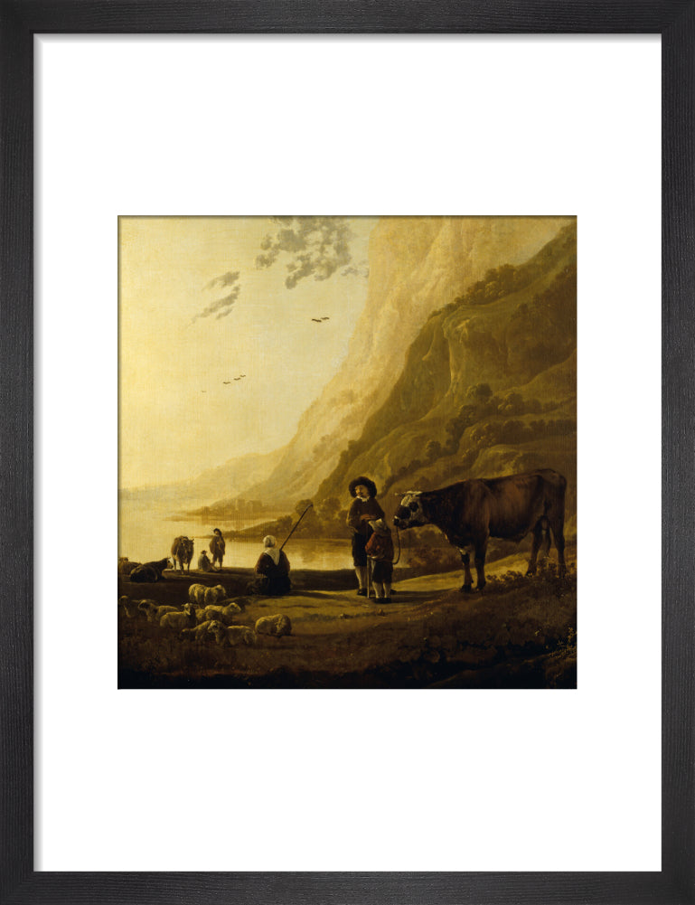 LANDSCAPE WITH A HERDSMAN AND BULL by Albert Cuyp (1620-1691) from the ...