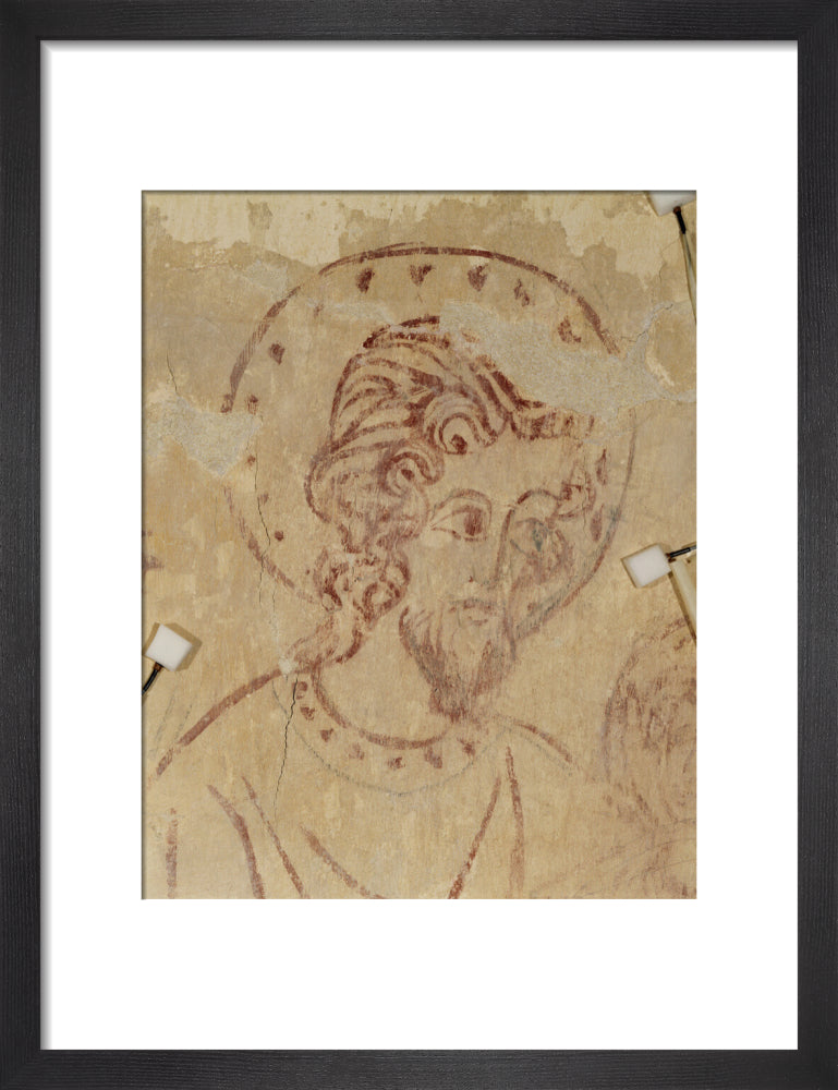 Detail of the face of St Christopher on a wall painting in the Chaplai ...