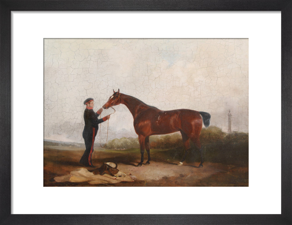 A Bay Mare held by a Military Groom in a Landscape – National Trust Prints