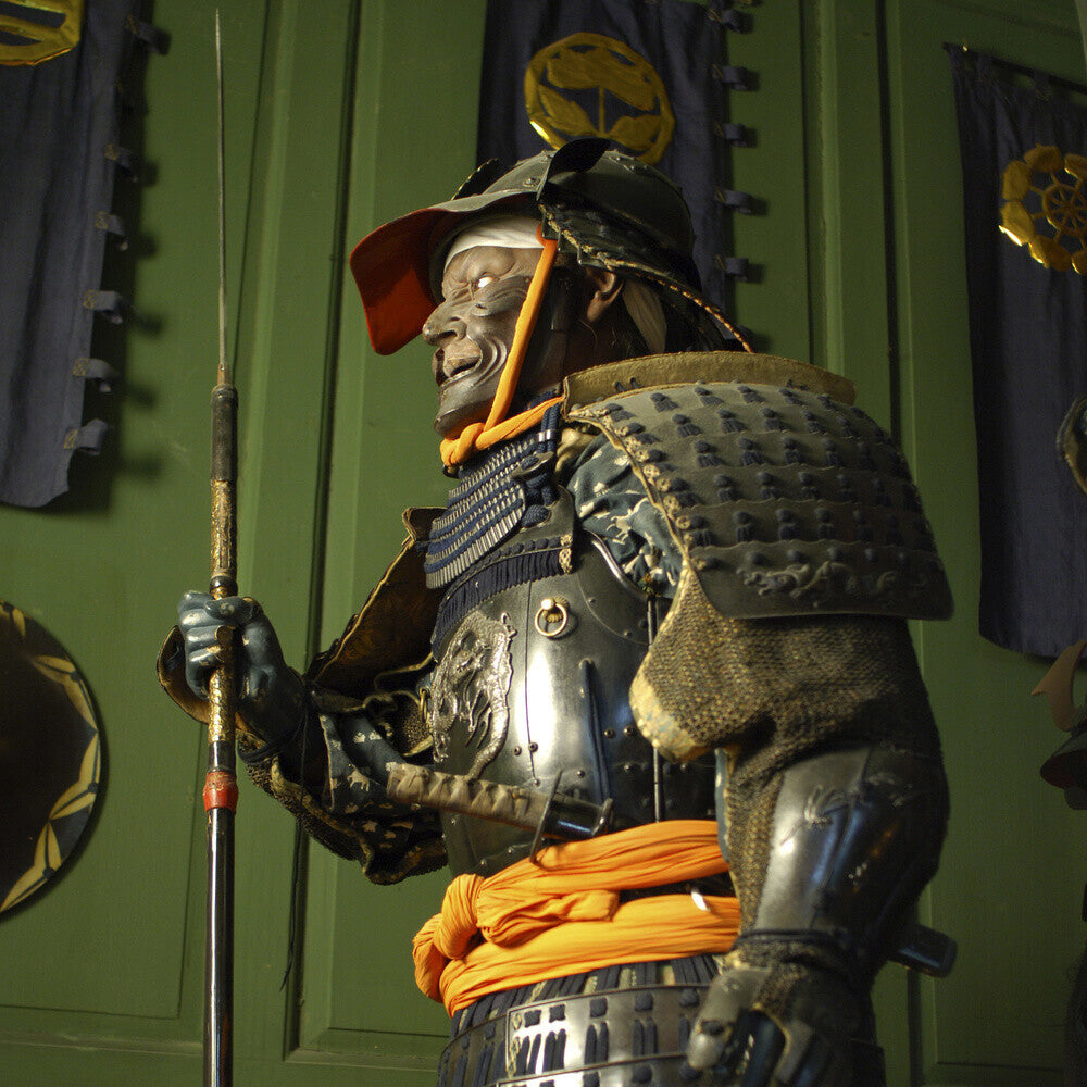 Close view of part of the remarkable collection of Japanese Samurai ar ...