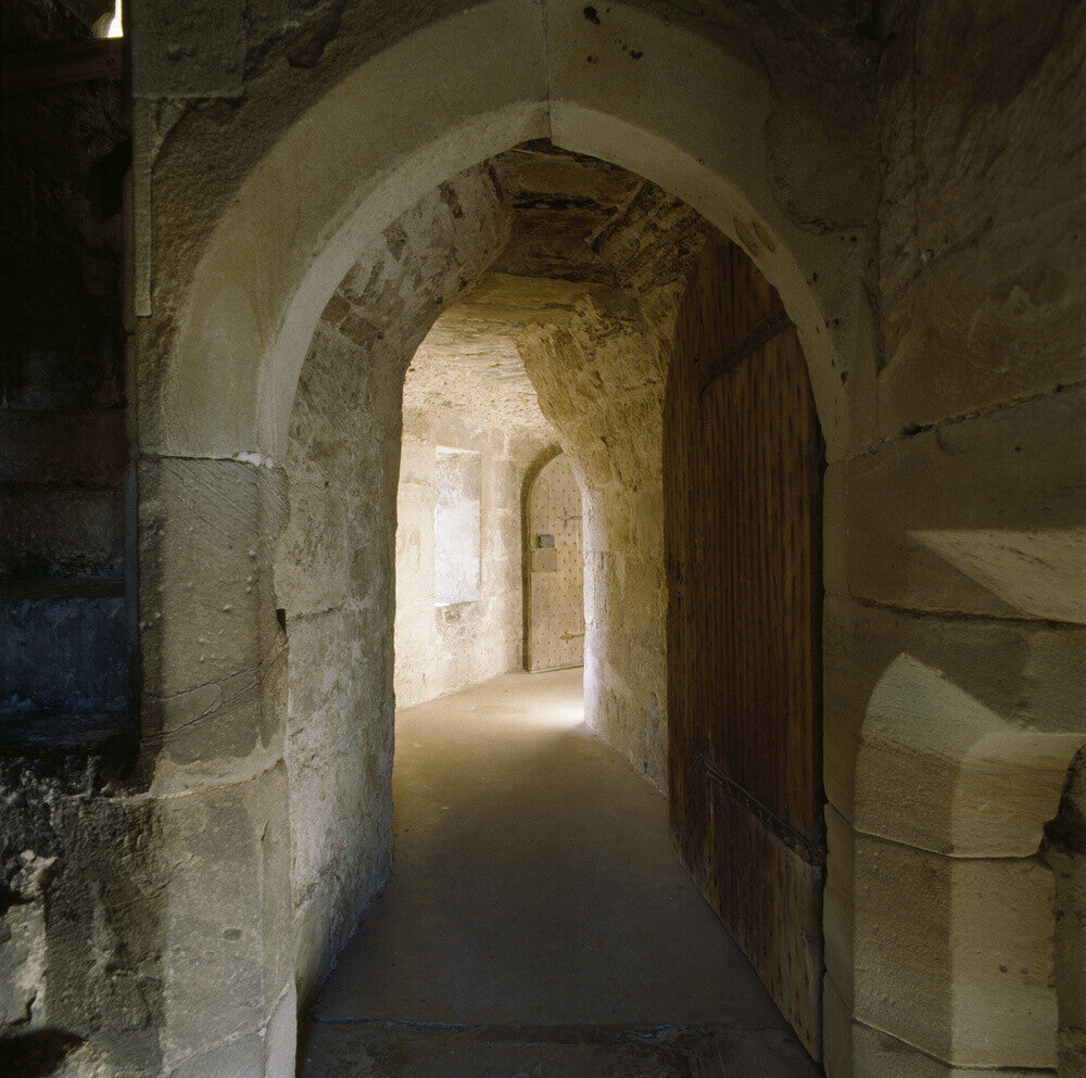 View through the arched doorway along the corridor in Adam's Tower at ...