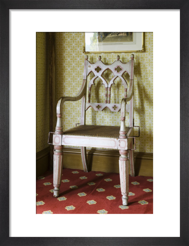 Neo-Gothic chair painted with Disraeli's colours, made by Messrs Skull ...