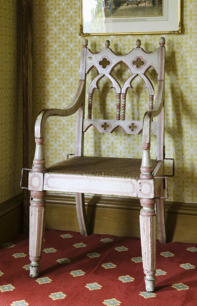 Neo-Gothic chair painted with Disraeli's colours, made by Messrs Skull ...