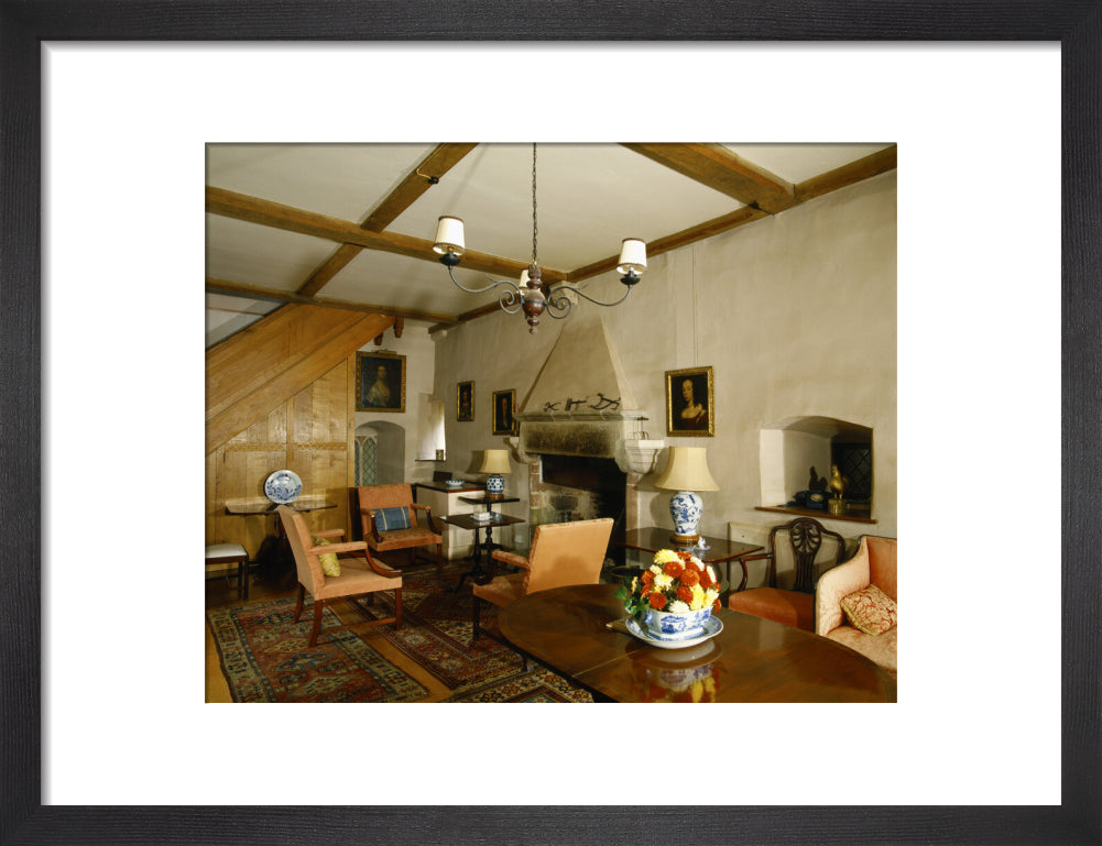 View towards stone fireplace in the solar at Compton Castle – National ...
