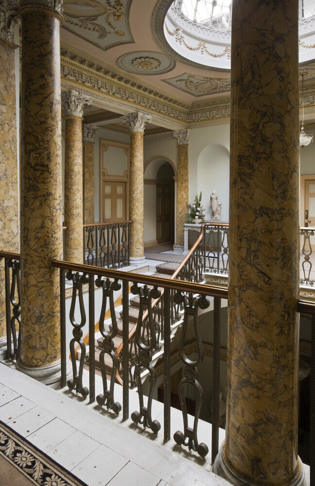 A view through the scagliola columns to the glass-domed lantern of the ...