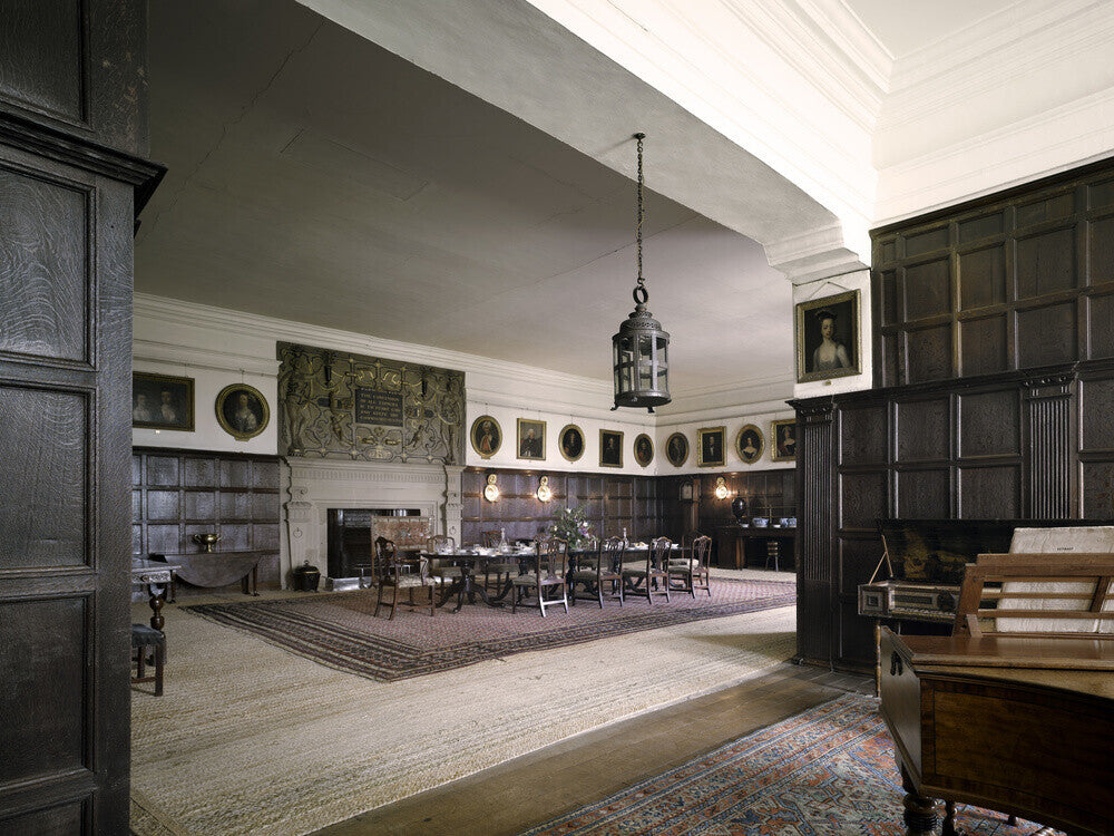 The Dining Room with the Elizabethan overmantel of 1597 at Hardwick Ha ...